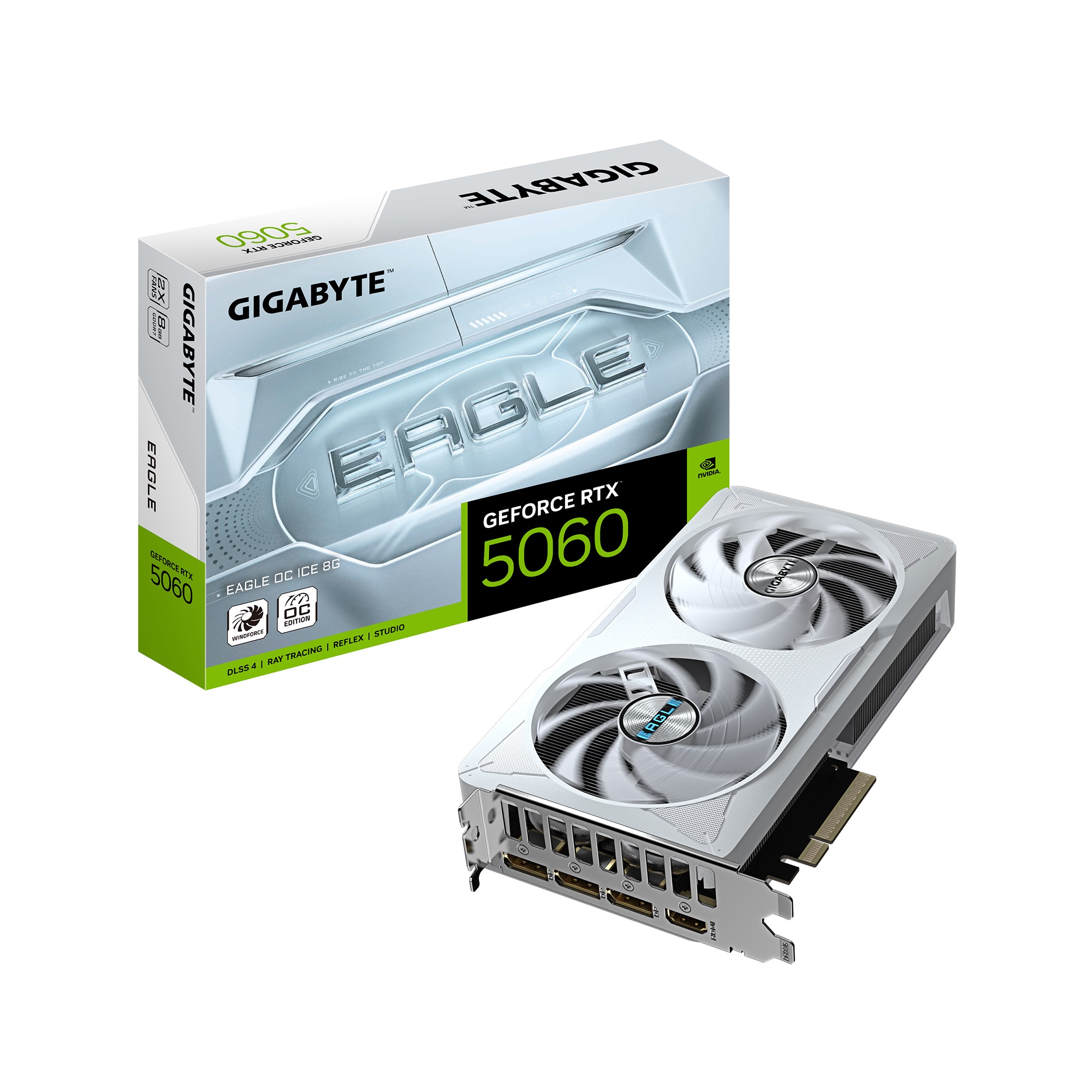 Gigabyte GeForce RTX™ 5060 EAGLE OC ICE 8G, 2550 MHz, CUDA 3840, 28 ...