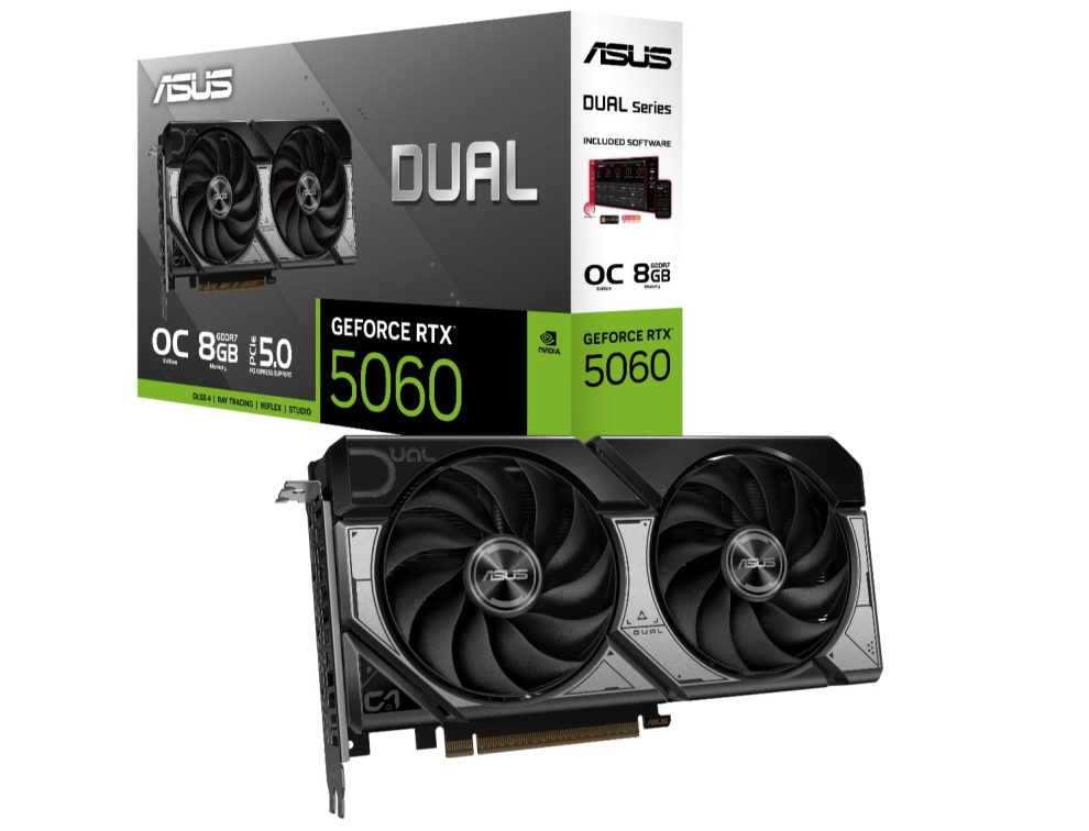 ASUS nVidia GeForce DUAL-RTX5060-O8G OC mode: 2565MHz 8GB GDDR7 OpenGL®4.6 | Free Shipping