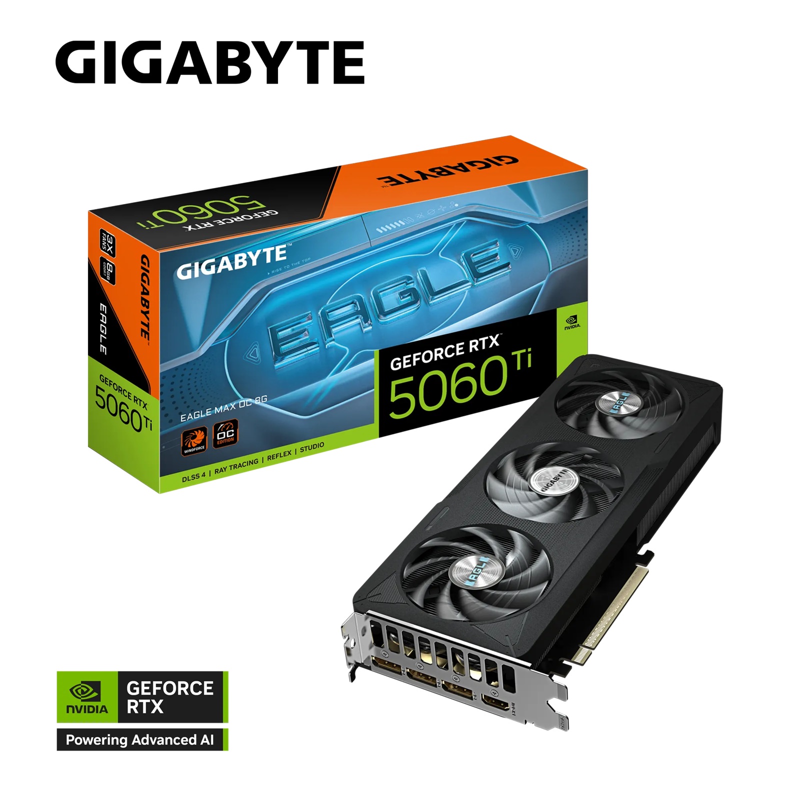 Gigabyte GeForce RTX™ 5060 Ti EAGLE MAX OC 8G, 2617 MHz, CUDA 4608, 28 ...