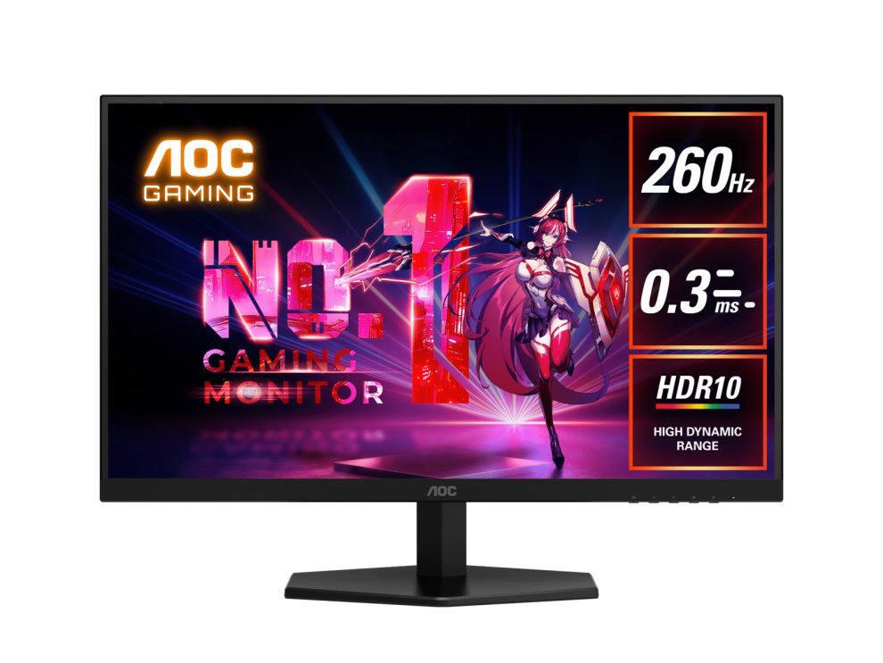AOC 27' 260Hz Gaming Monitor : Fast IPS panel, 2560×1440 @ 260Hz, 0.3ms MPRT, 120% sRGB, 98.5% ...