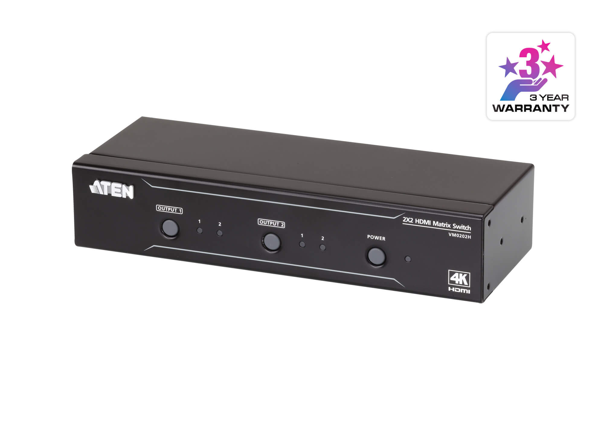 Aten 2x2 4K HDMI Matrix, control via front-panel pushbuttons, IR remote ...
