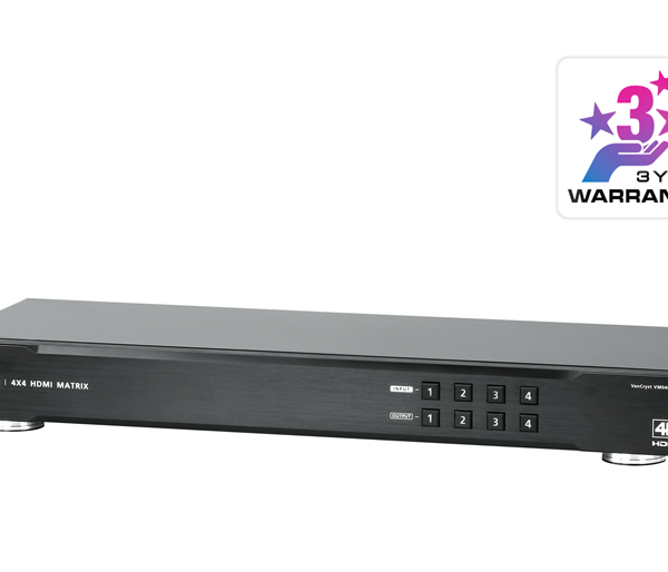 Aten 2x2 4K HDMI Matrix, control via front-panel pushbuttons, IR remote ...