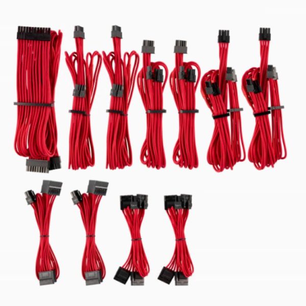 For Corsair PSU - RED/BLACK Premium Individually Sleeved DC Cable Pro ...