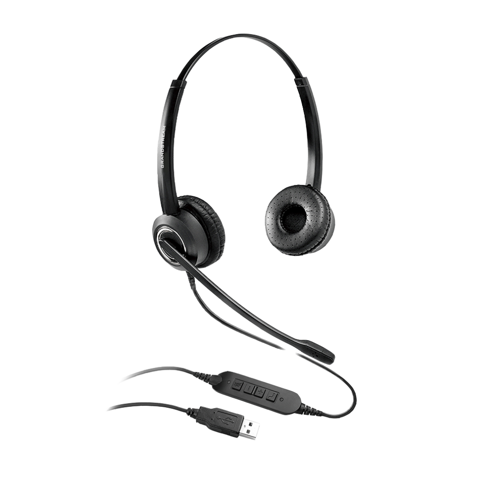 Grandstream GUV3000 Dual Ear USB Headset, Noise Canceling Microphone ...