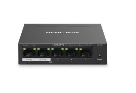 Mercusys MS105GP 5-Port Gigabit Desktop Switch with 4-Port PoE+, 10/100 ...