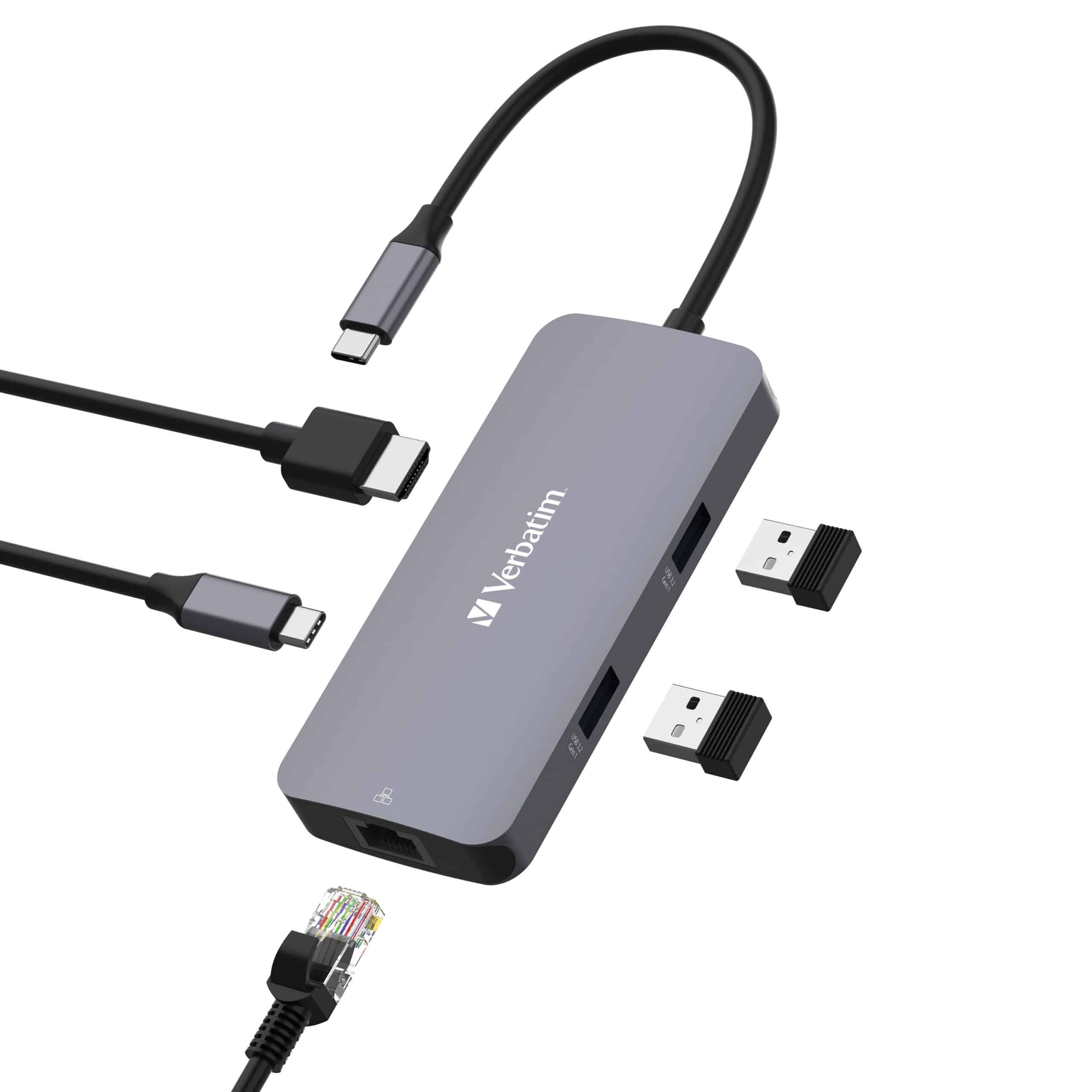 Verbatim USB-C Pro Multiport Hub 5 Port 1 x HDMI, 1 x RJ45, 2 x USB-A 3 ...