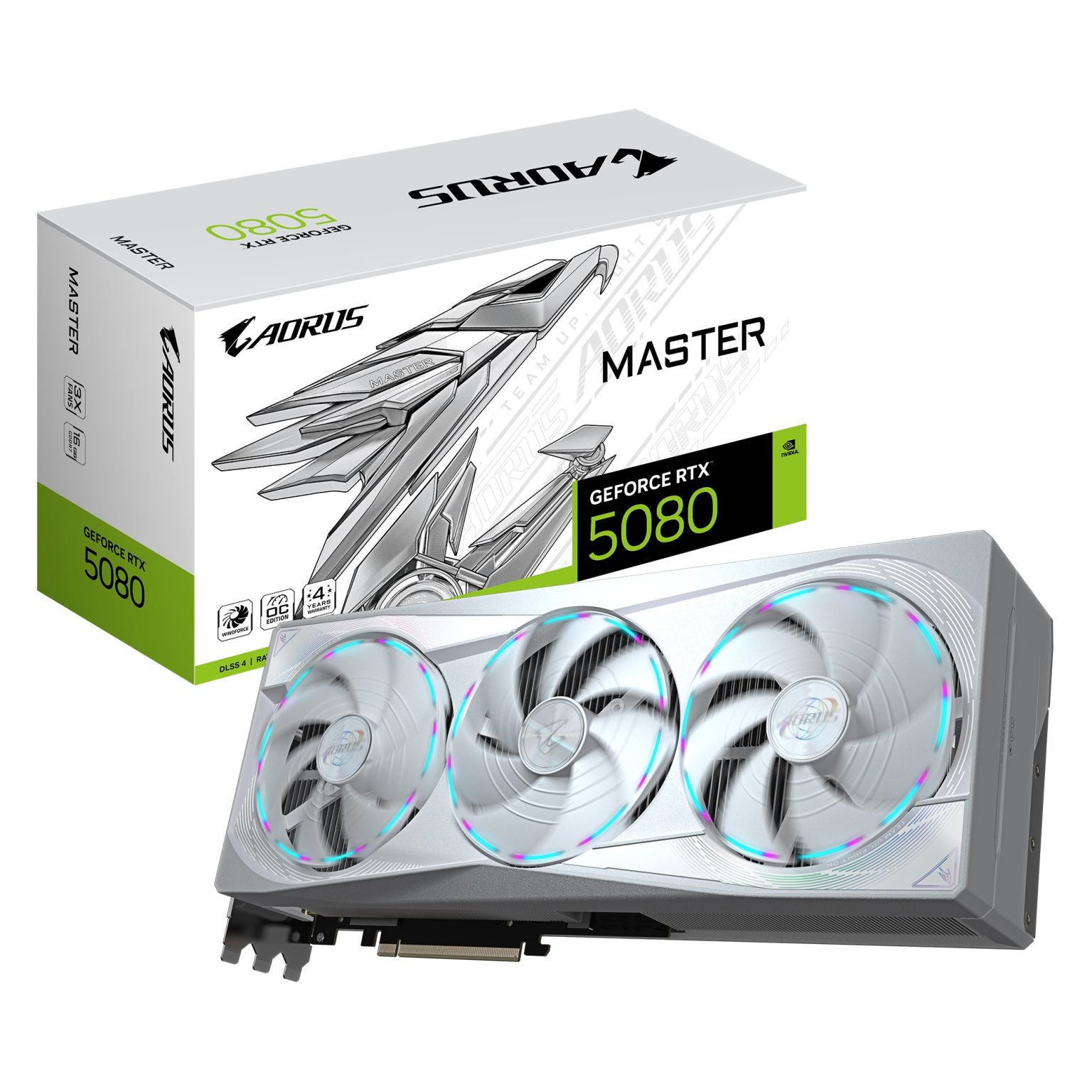 Gigabyte AORUS GeForce RTX™ 5080 MASTER ICE 16G, 2805 MHz, CUDA 10752 ...