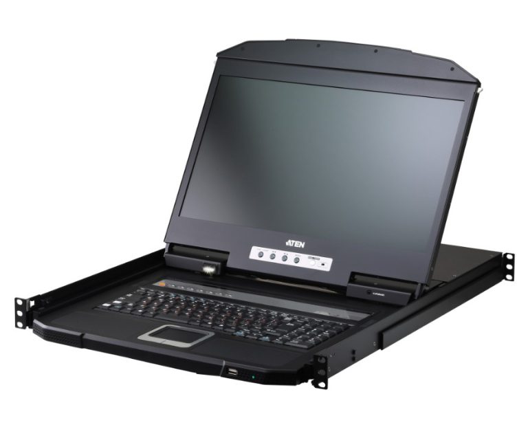 ATEN 8-Port USB HDMI Single Rail LCD KVM over IP Switch, 18.5' LCD ...